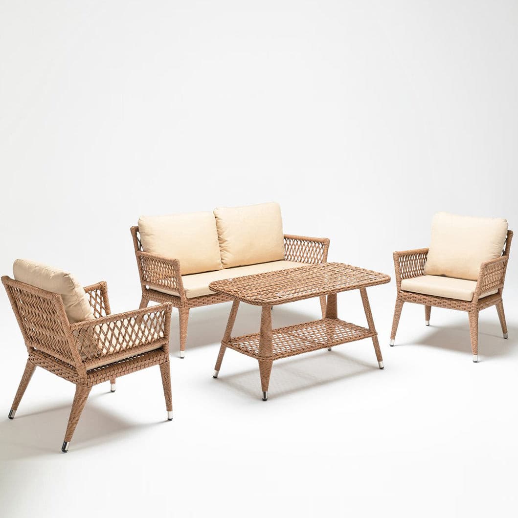 Camellia 4-Seat Garden Lounging Table & Armchairs Set